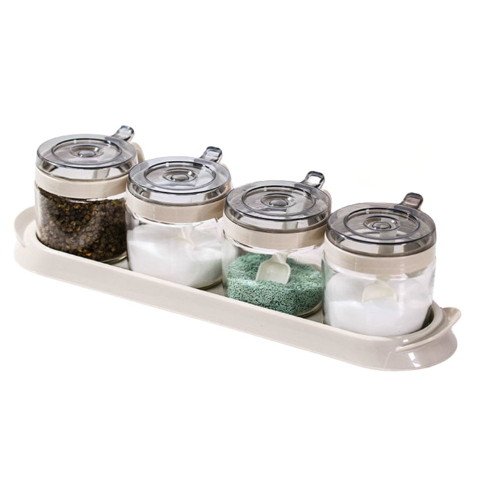 4-Jar Condiment Dispenser Set with Tray – Morganhomes