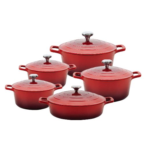 Dutch Oven Cast Iron Cookware Set RED - 10 PCS – Morganhomes